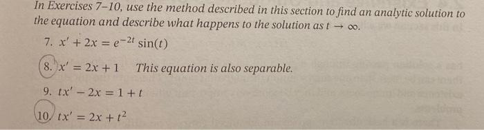 Solved In Exercises 7-10, use the method described in this | Chegg.com