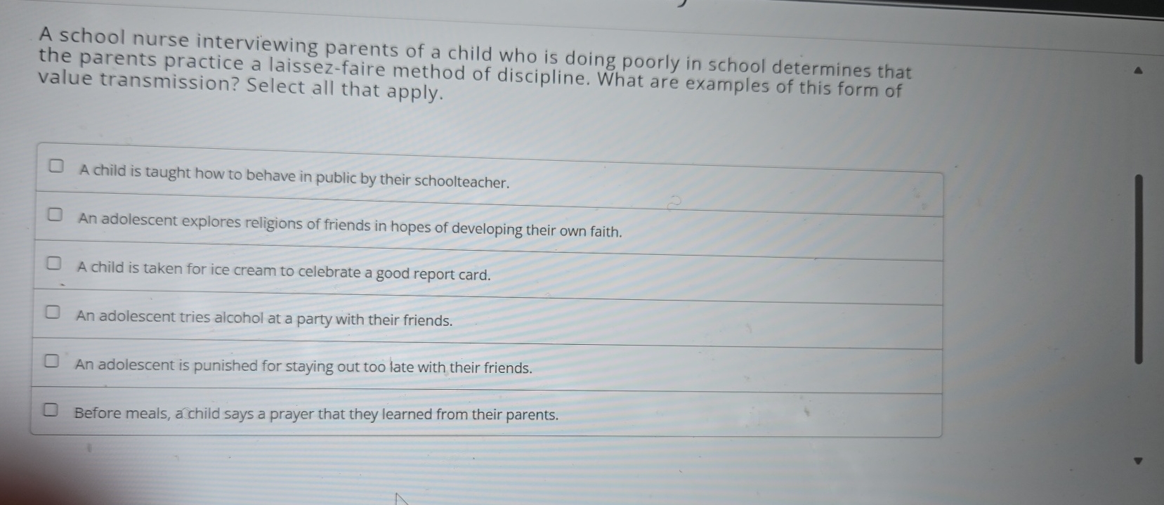 Solved A school nurse interviewing parents of a child who is | Chegg.com