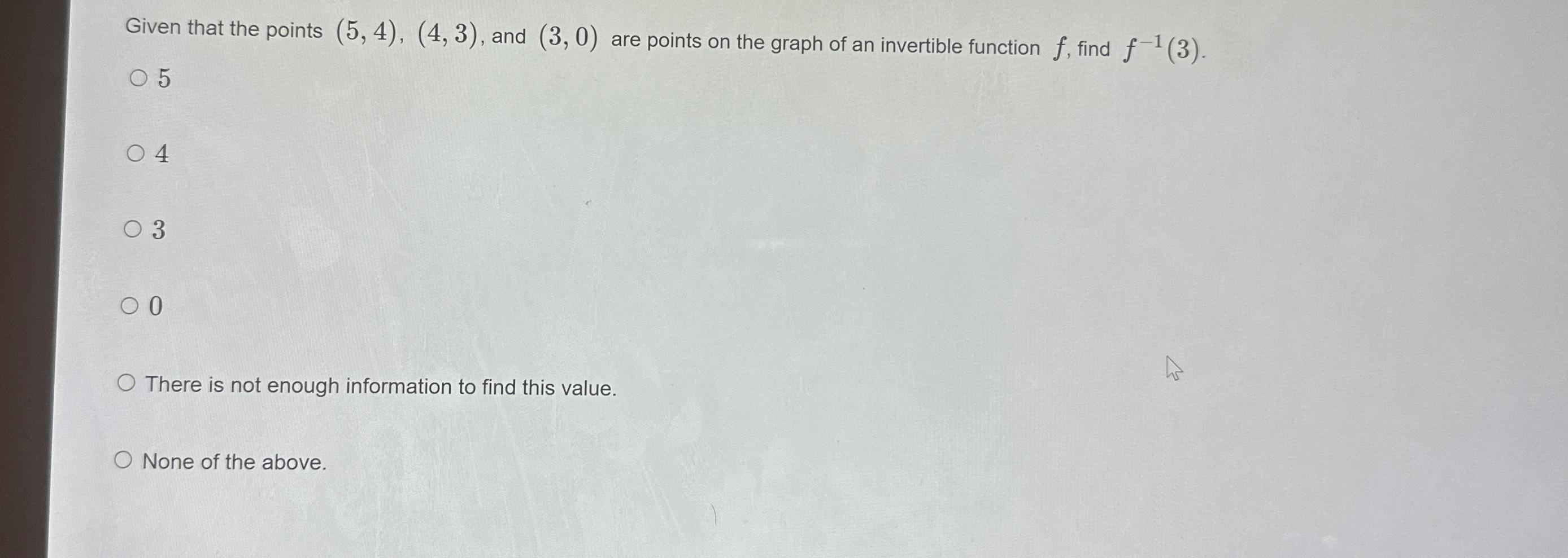 Solved Given that the points (5,4),(4,3), ﻿and (3,0) ﻿are | Chegg.com