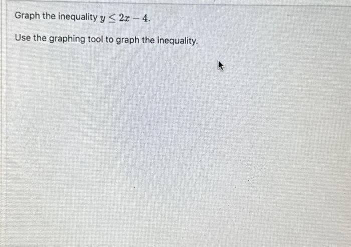 Solved Graph the inequality y≤2x−4. Use the graphing tool to | Chegg.com
