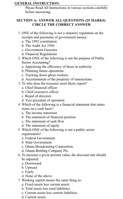 Solved GENERAL INSTRUCTION: Please Read All Instructions in | Chegg.com