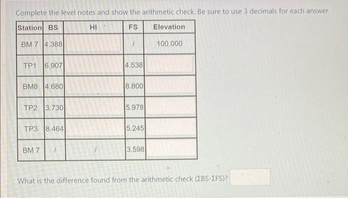 Solved Complete the level notes and show the arithmetic | Chegg.com