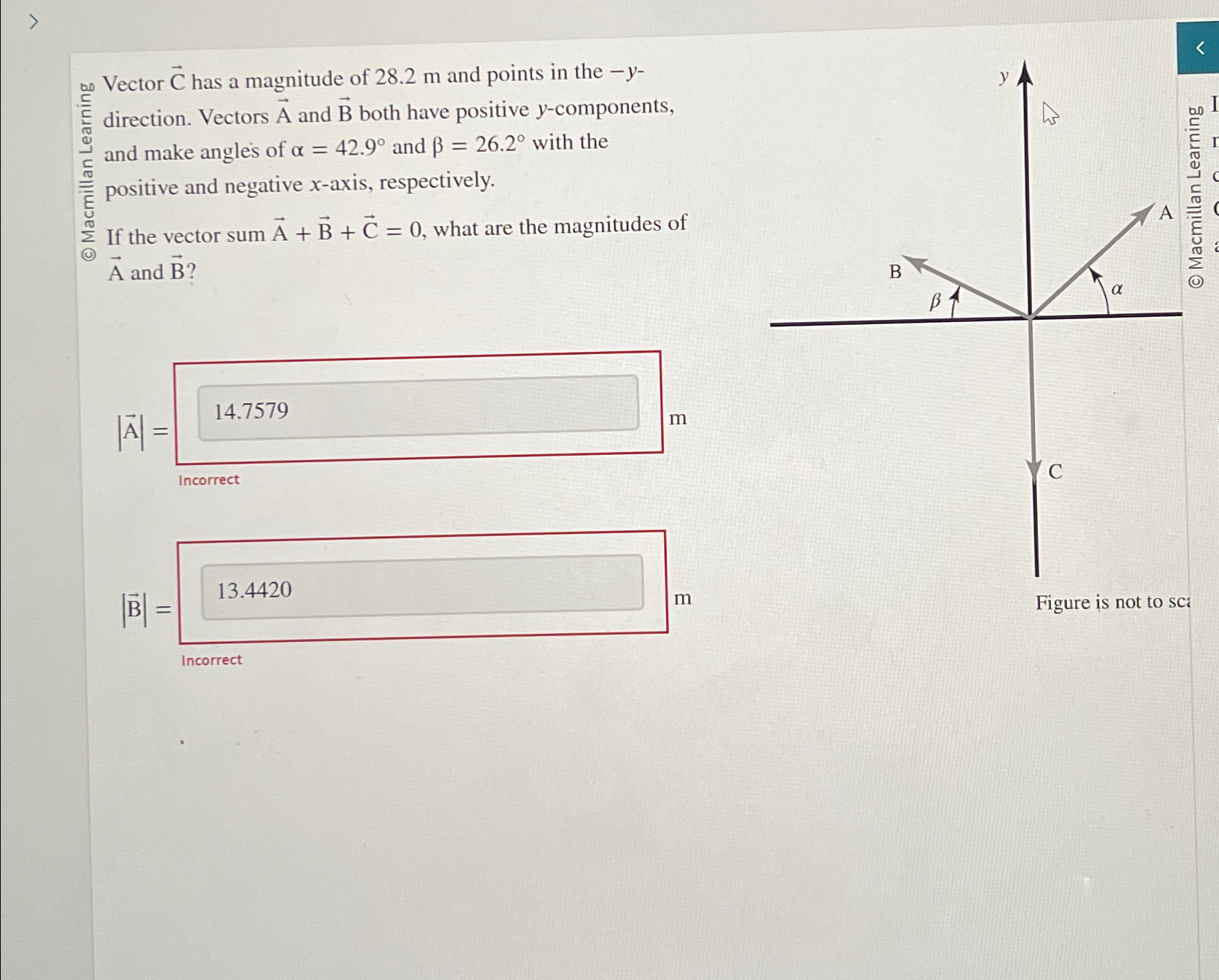 Solved a) ﻿Vector vec(C) ﻿has a magnitude of 28.2m ﻿and | Chegg.com