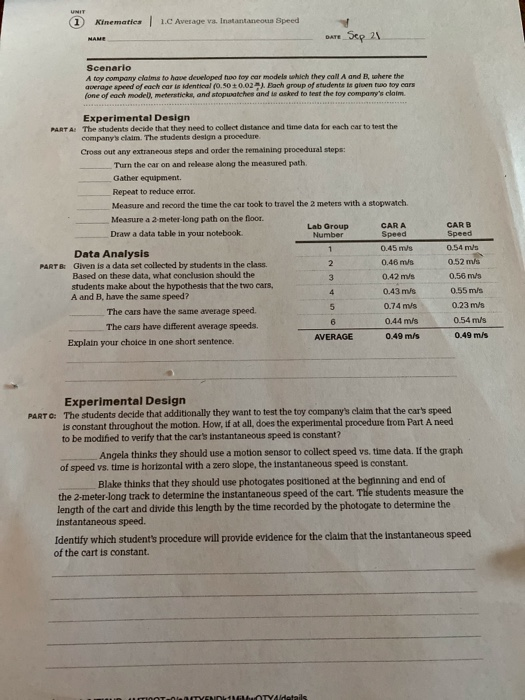 Solved 1. Velocity is a Vector Using Representations PART B: | Chegg.com