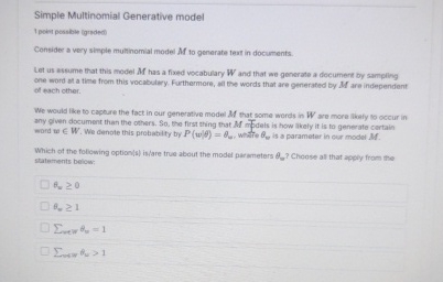 Solved Simple Multinomial Generative model1 ﻿poist pesshbu | Chegg.com