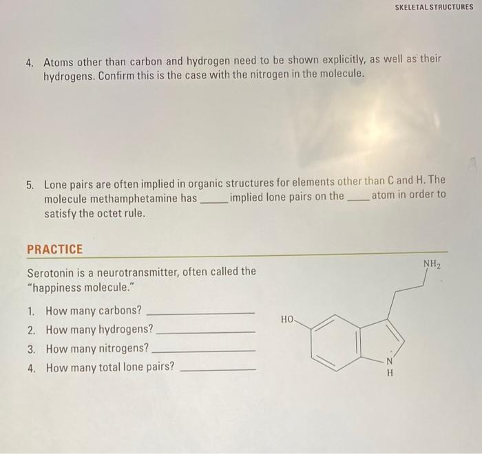 Solved Skeletal Structures Organic Compounds are prevalent | Chegg.com