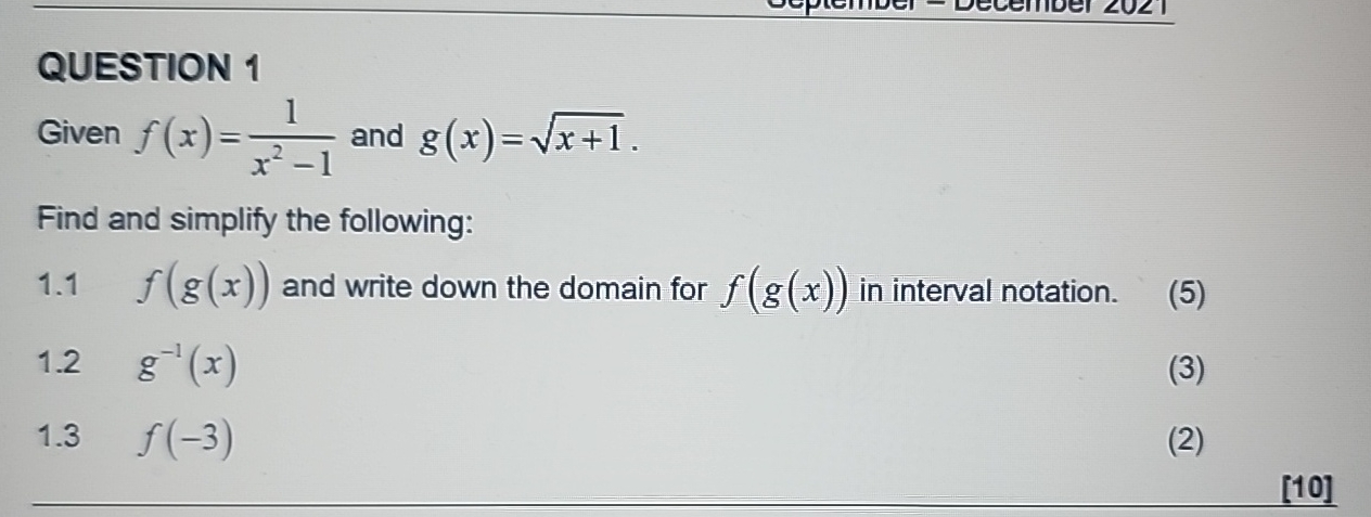Solved QUESTION 1Given f(x)=1x2-1 ﻿and g(x)=x+12.Find and | Chegg.com