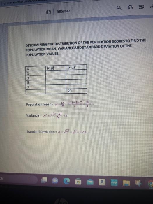 Solved DETERMINING THE DISTRIBUTION OF THE POPULATION SCORES | Chegg.com