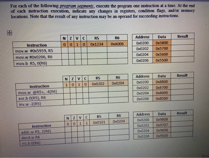 Solved For Each Of The Following Program Segments Execute 9033