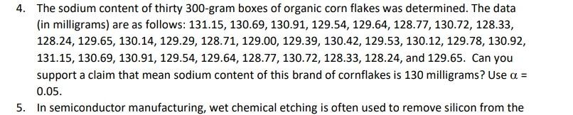 Solved 4. The sodium content of thirty 300-gram boxes of | Chegg.com