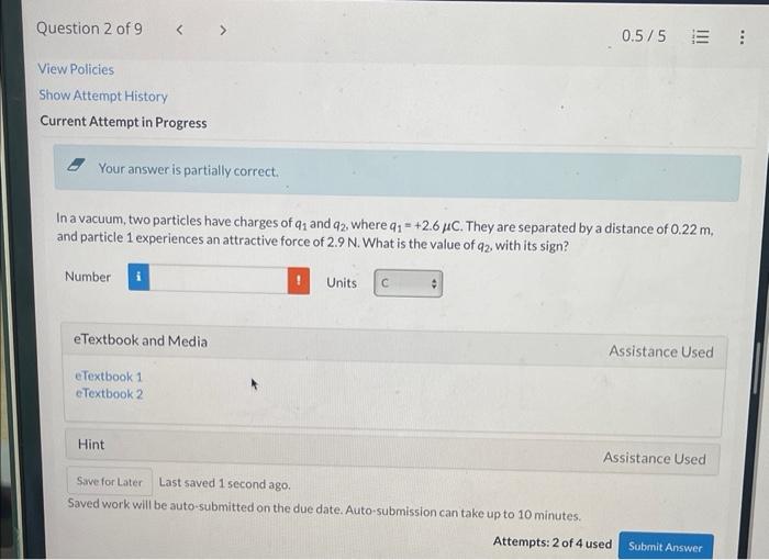 Solved In a vacuum, two particles have charges of q1 and q2, | Chegg.com
