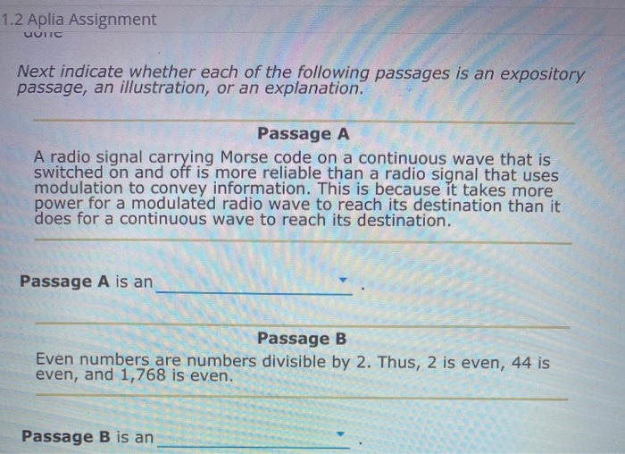 Solved 1.2 Aplia Assignment UUTIC Next indicate whether each | Chegg.com