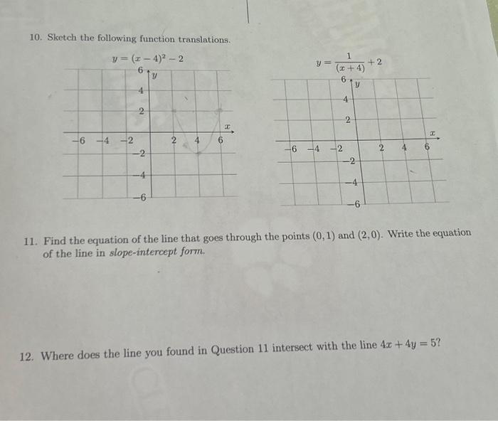 Solved 10. Sketch the following function translations. | Chegg.com