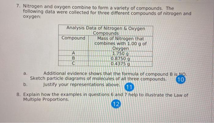 Solved 7. Nitrogen and oxygen combine to form a variety of | Chegg.com