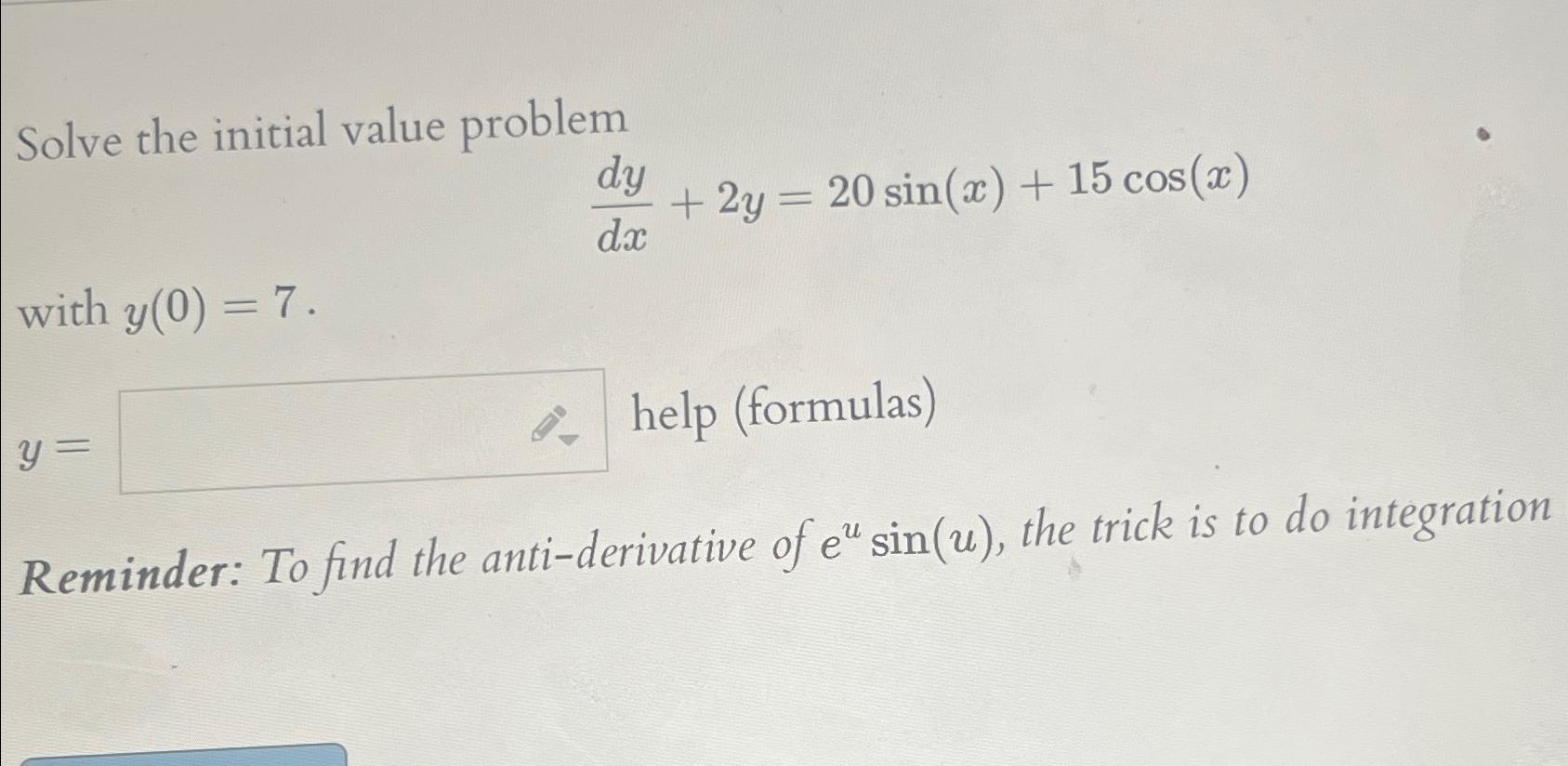 Solved Solve the initial value | Chegg.com