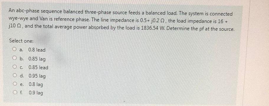 Solved An abc-phase sequence balanced three-phase source | Chegg.com