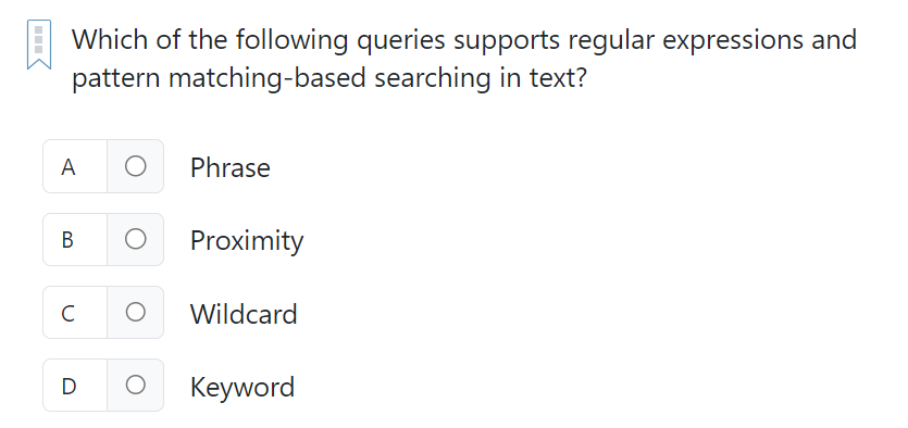 Solved Which of the following queries supports regular | Chegg.com