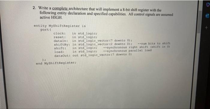 Solved 2. Write a complete architecture that will implement | Chegg.com