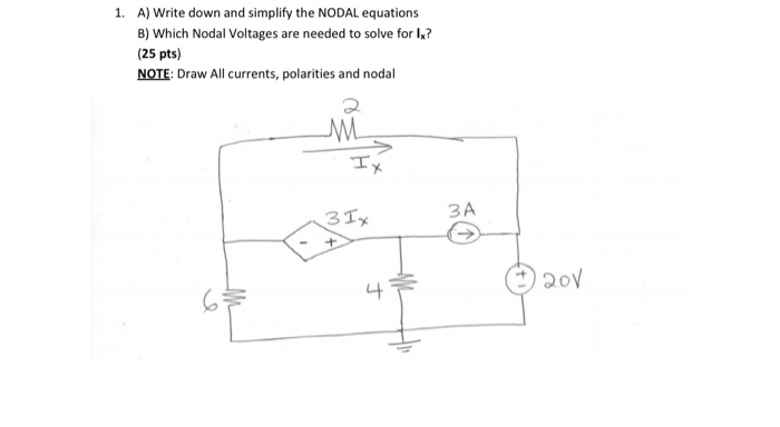 Solved 1. A) Write down and simplify the NODAL equations B) | Chegg.com