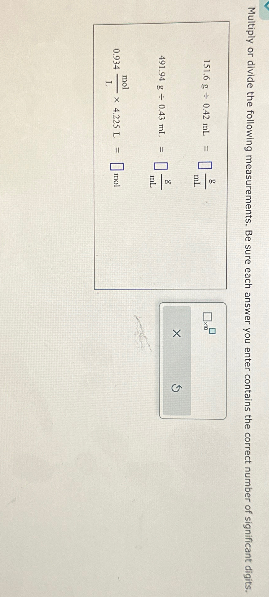 Solved Multiply or divide the following measurements. Be | Chegg.com