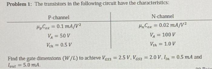 Solved Problem 1: The transistors in the following circuit | Chegg.com