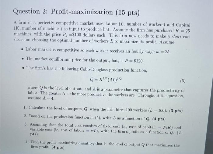 Solved A firm in a perfectly competitive market uses Labor ( | Chegg.com