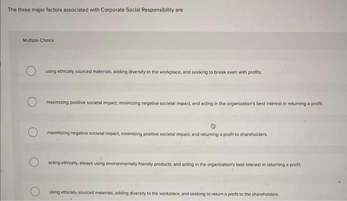 Solved The three major factors associated with Corporate | Chegg.com
