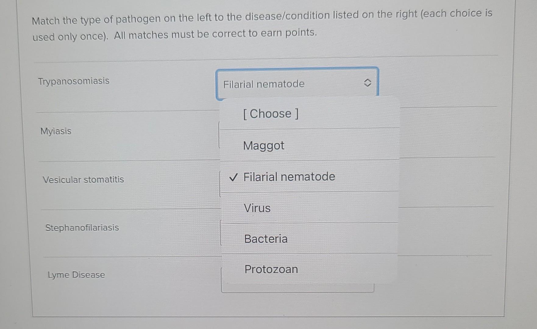 Solved Match the type of pathogen on the left to the | Chegg.com