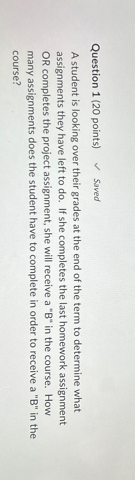 Solved Question 1 (20 ﻿points) ﻿SavedA student is looking | Chegg.com