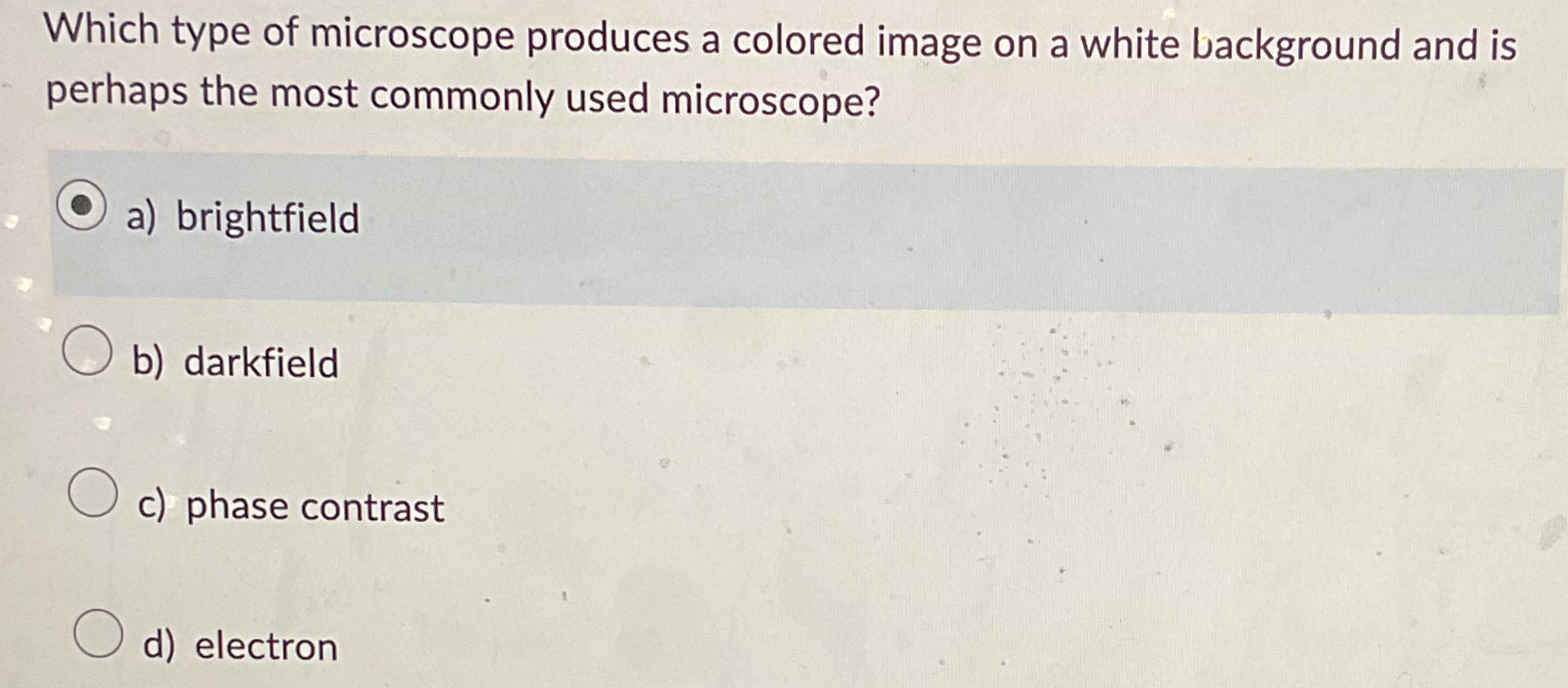 Solved Which type of microscope produces a colored image on | Chegg.com