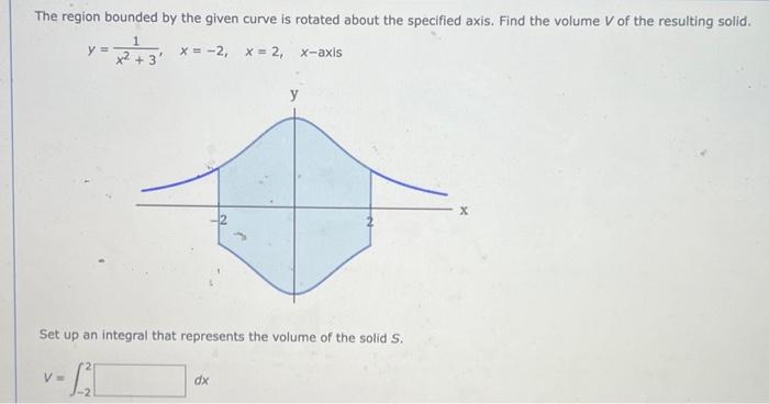 Solved The region bounded by the given curve is rotated | Chegg.com