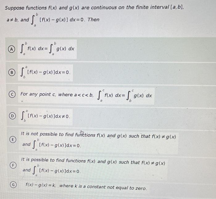 Solved Suppose functions f(x) and g(x) are continuous on the | Chegg.com Solved Suppose functions f(x) and g(x) are continuous on the | Chegg.com