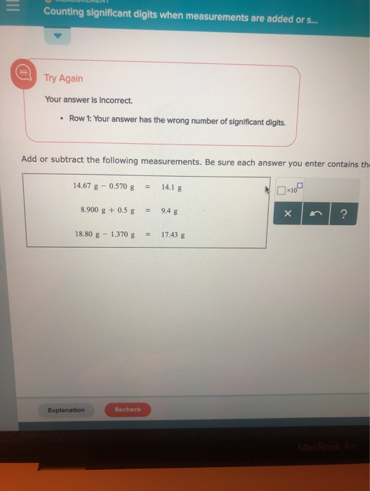 Solved Counting significant digits when measurements are | Chegg.com