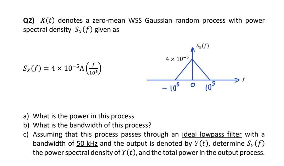 Solved Q2) X(t) denotes a zero-mean WSS Gaussian random | Chegg.com
