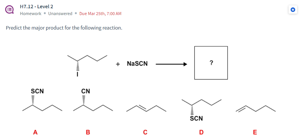 Solved =H7. 12 - Level 2Homework - Unanswered - Due Mar | Chegg.com Solved =H7. 12 - Level 2Homework - Unanswered - Due Mar | Chegg.com