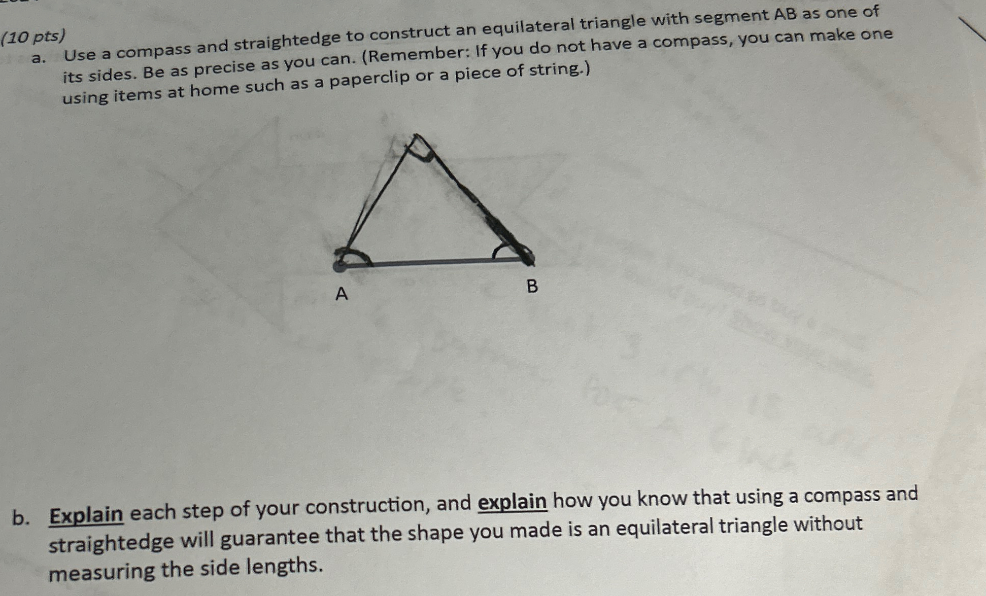 Solved pts)a. ﻿Use a compass and straightedge to construct | Chegg.com