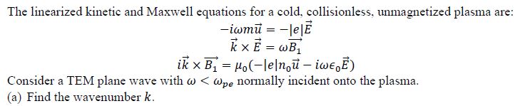 Solved The linearized kinetic and Maxwell equations for a | Chegg.com