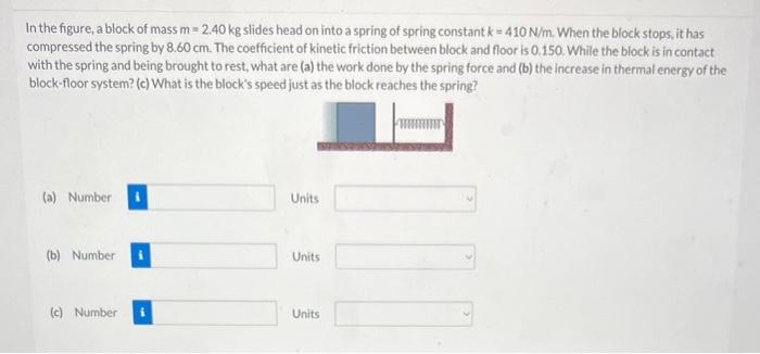 Solved In the figure, a block of mass m=2.40 kg slides head | Chegg.com