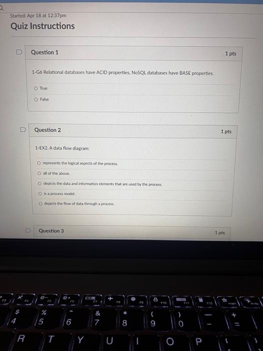 Solved 1-G6 Relational databases have ACID properties, NoSQL | Chegg.com