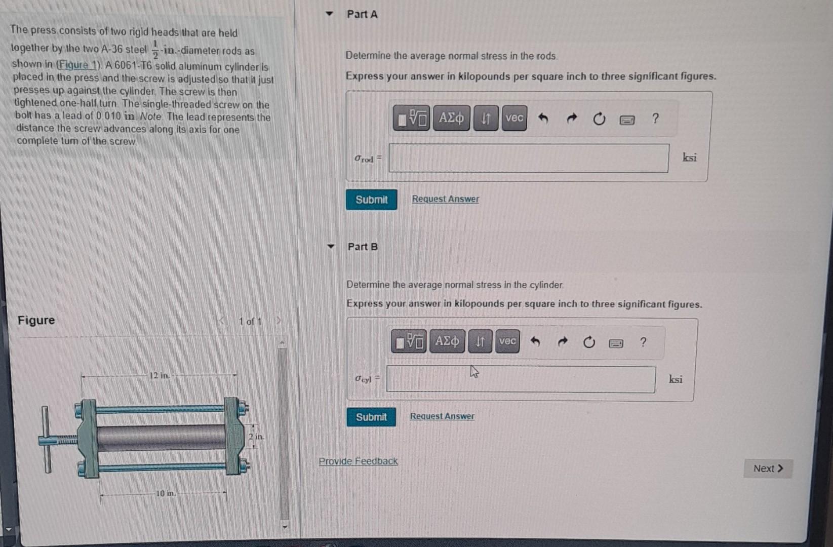 Solved The press consists of two rigid heads that are held | Chegg.com