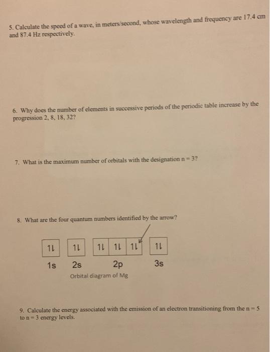 Solved 5. Calculate the speed of a wave, in meters second, | Chegg.com