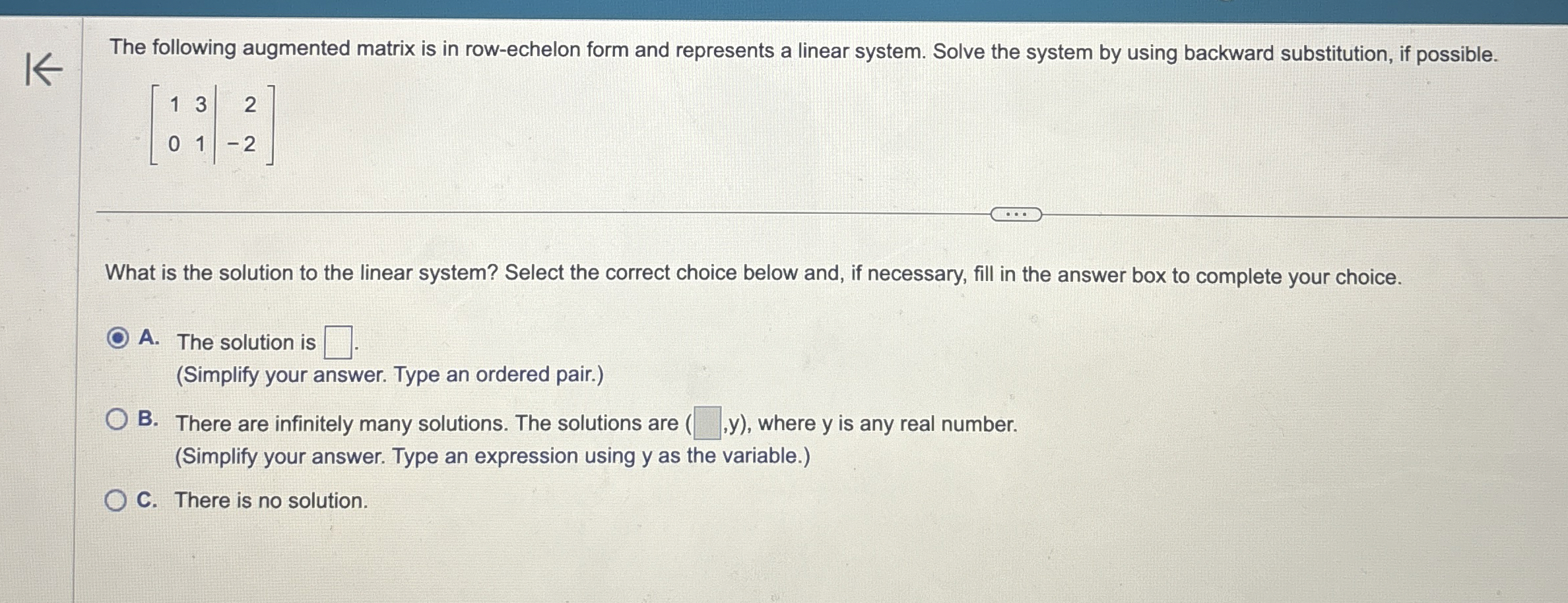 Solved The following augmented matrix is in row-echelon form | Chegg.com