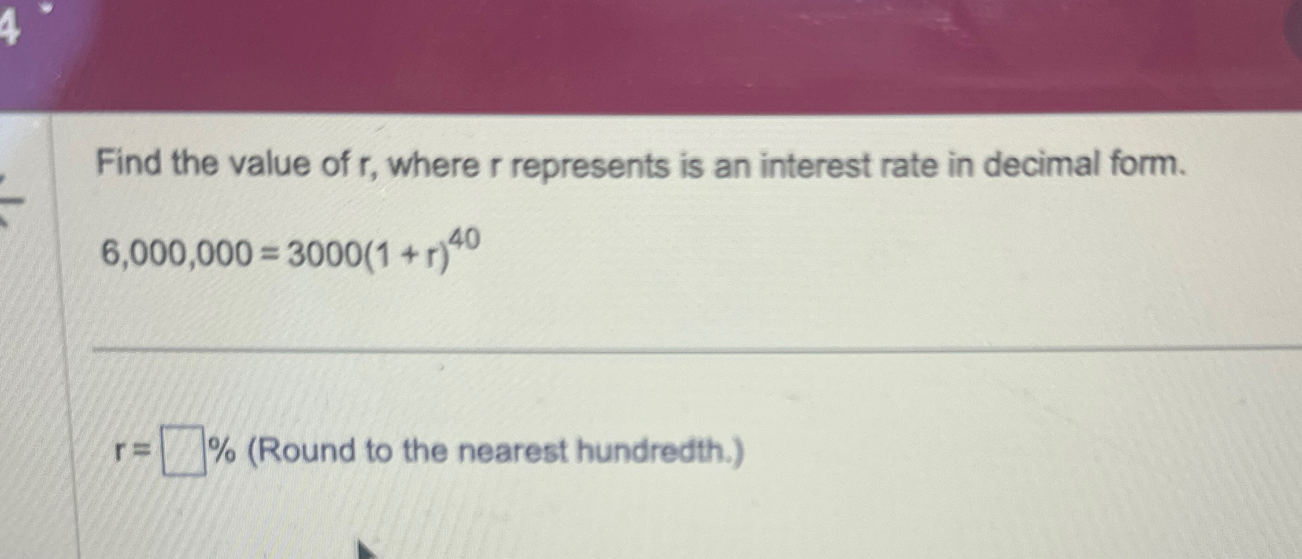 Solved Find the value of r, ﻿where r ﻿represents is an | Chegg.com