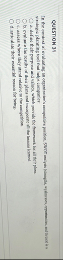 Solved QUESTION 31In the context of evaluating an | Chegg.com