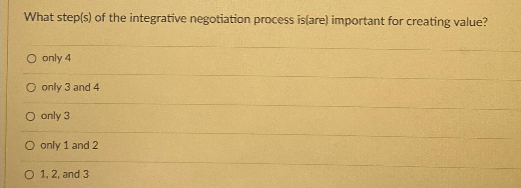 Solved What step(s) ﻿of the integrative negotiation process | Chegg.com