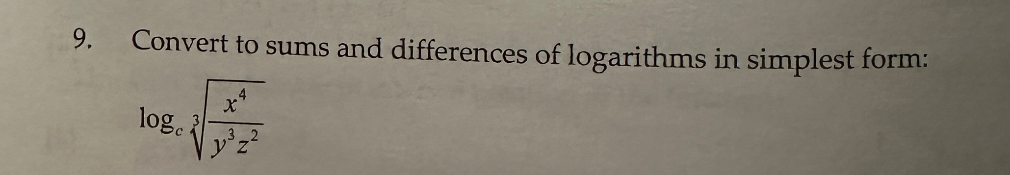 Solved Convert to sums and differences of logarithms in | Chegg.com