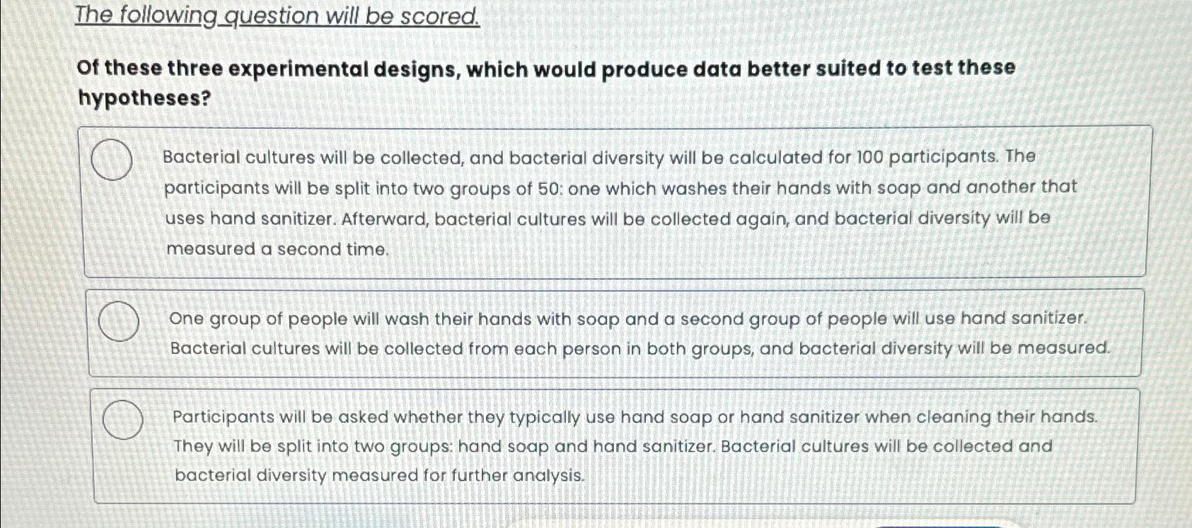 Solved The following question will be scored.Of these three | Chegg.com