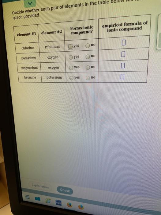 Solved decide whether each pair of elements in the table | Chegg.com