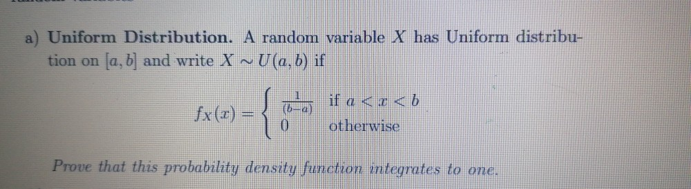 Solved a) Uniform Distribution. A random variable X has | Chegg.com