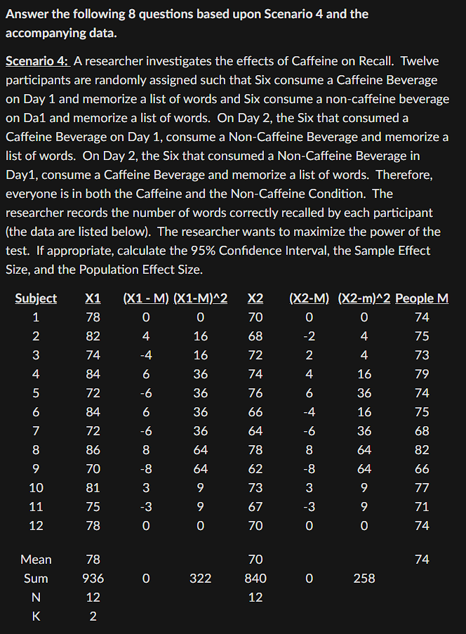 Solved Answer the following 8 ﻿questions based upon Scenario | Chegg.com